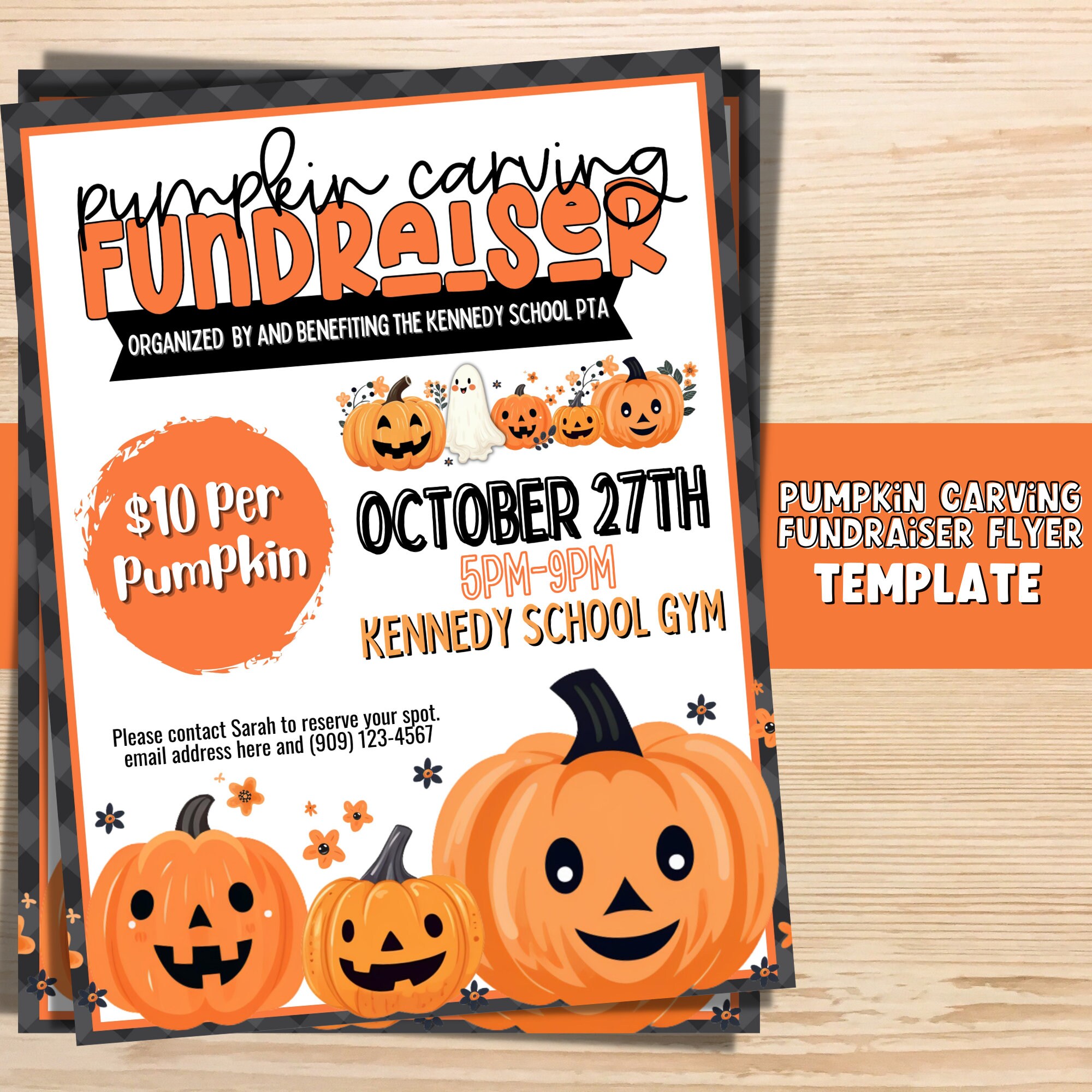 Pumpkin Carving Fundraiser Flyer | Autumn Flyer Template | Fundraising ...