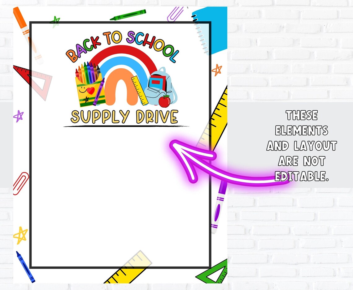 Back to School Supply Drive Flyer TEMPLATE, Editable Back to School ...