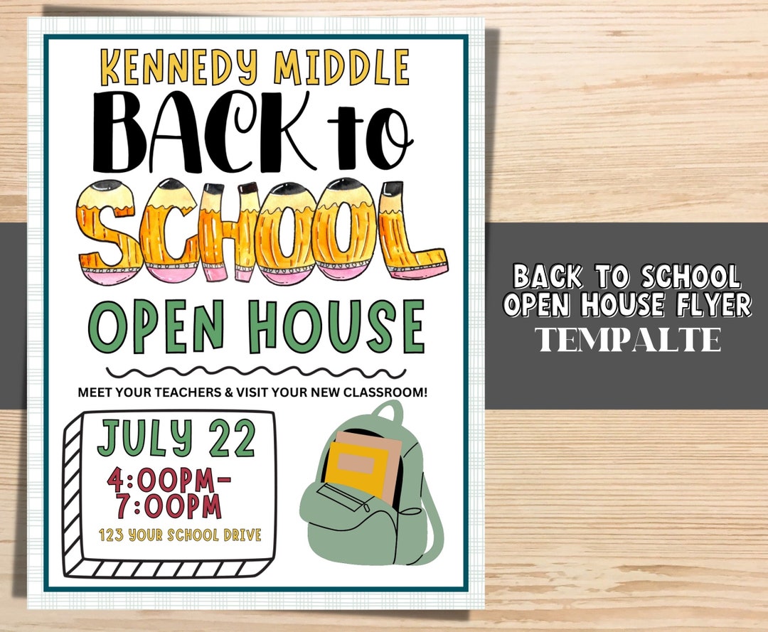 Back to Open House Flyer TEMPLATE, Editable Back to School Flyer, PTA ...