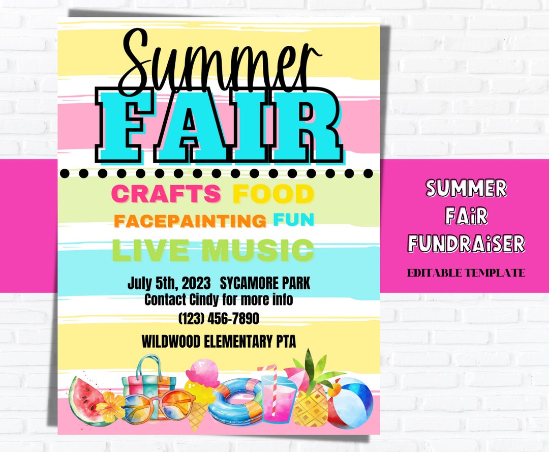 Summer Fair Fundraiser Flyer TEMPLATE, Summer Flyer, Summer Fundraiser ...