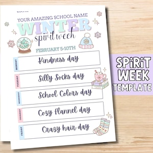 January Spirit Week Template | February Preschool Spirit Week | PTA ...