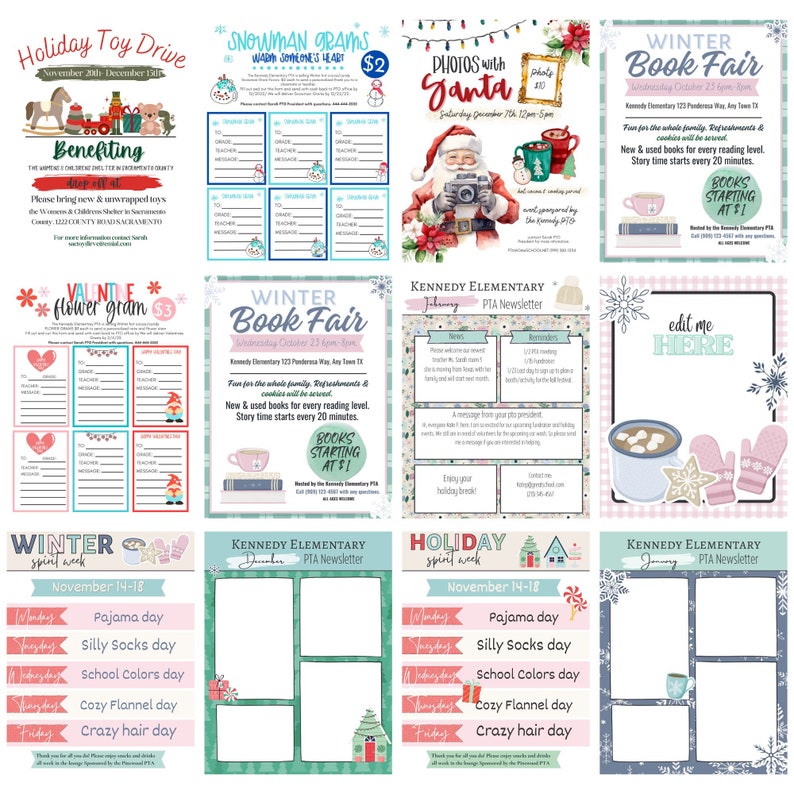 EDITABLE PTA Bundle | Winter Spirit Week| Winter Festival | Holiday ...