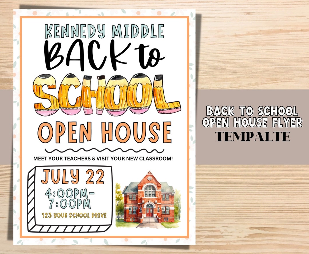 Back to Open House Flyer TEMPLATE, Editable Back to School Flyer, PTA ...