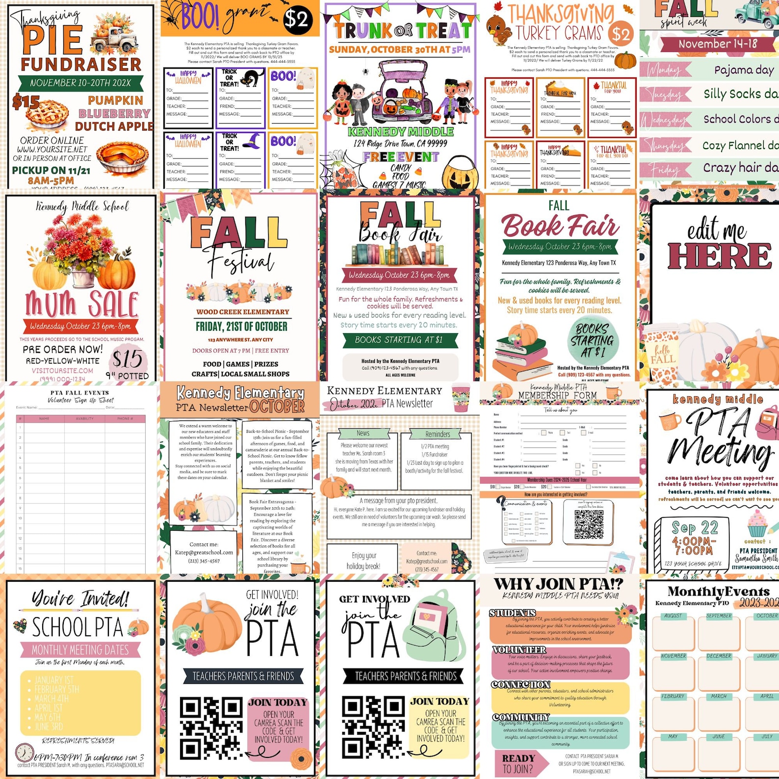 EDITABLE PTA Bundle Fall Fundraiser Flyer Join the Pta Pta Membership ...