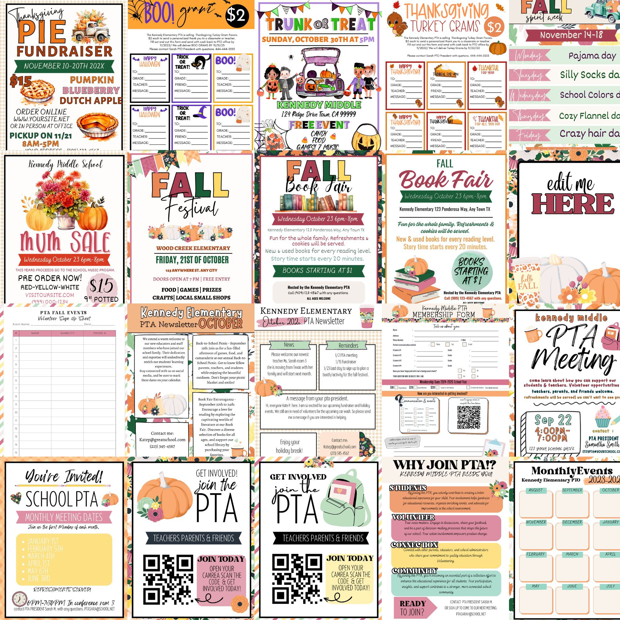EDITABLE PTA Bundle | Fall Fundraiser Flyer | Join the Pta | Pta ...