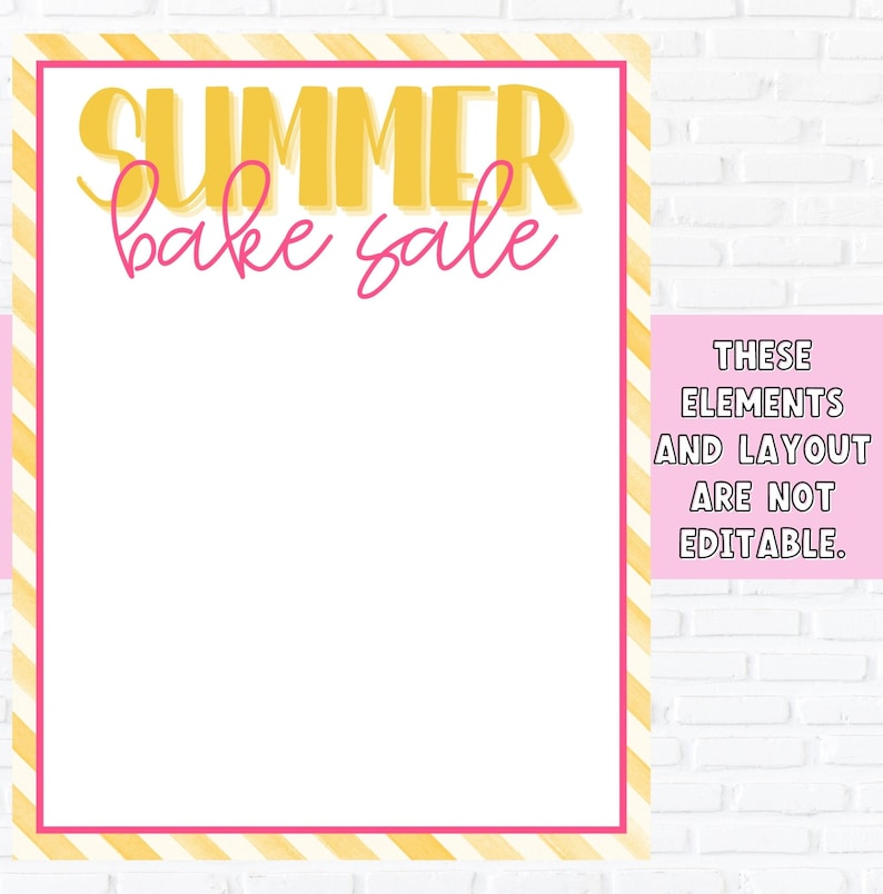 Summer Bake Sale TEMPLATE, Summer Flyer, Summer Fundraiser, PTA PTO ...