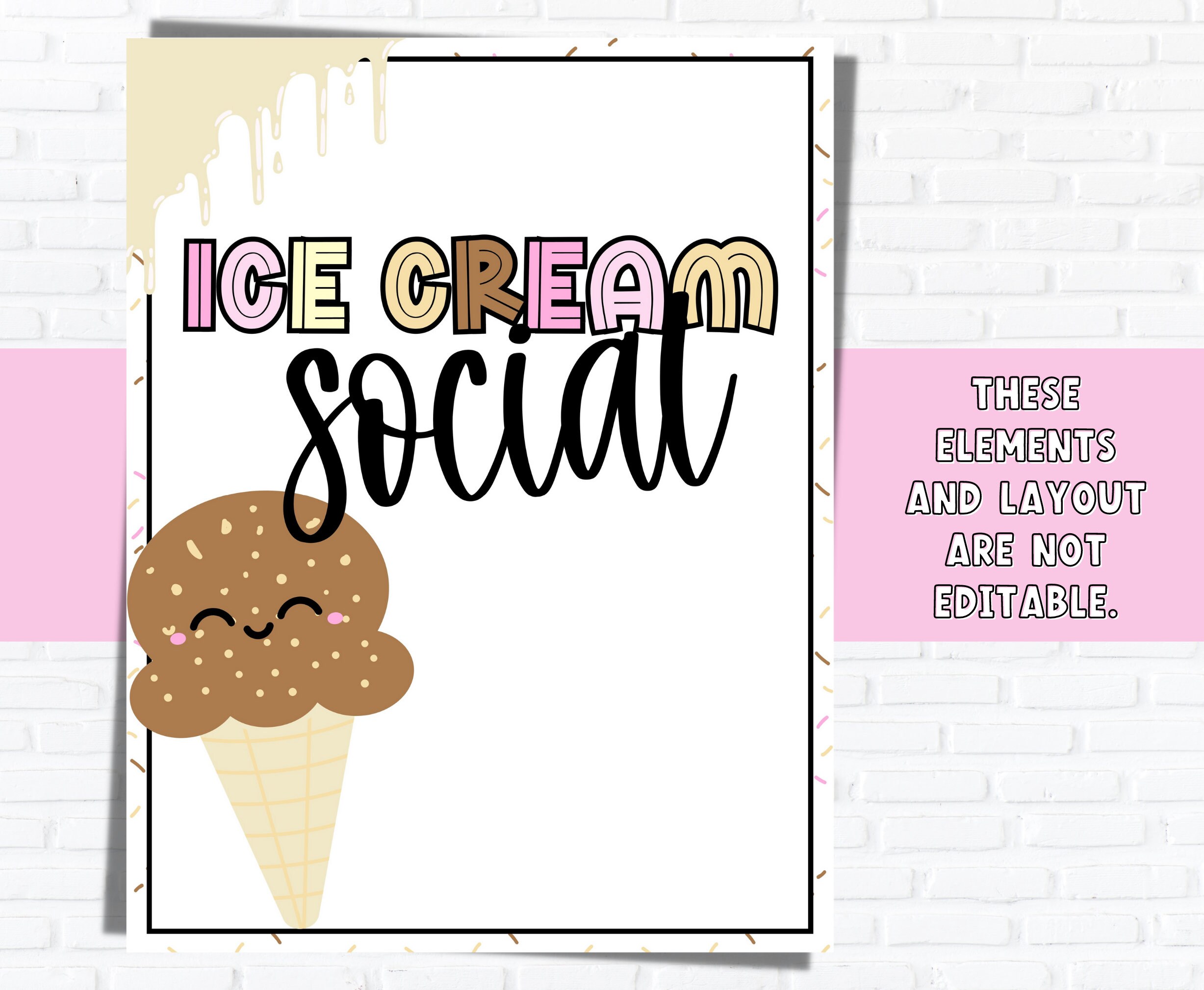 Ice Cream Social Flyer TEMPLATE, Summer Flyer, Summer Fundraiser, PTA ...