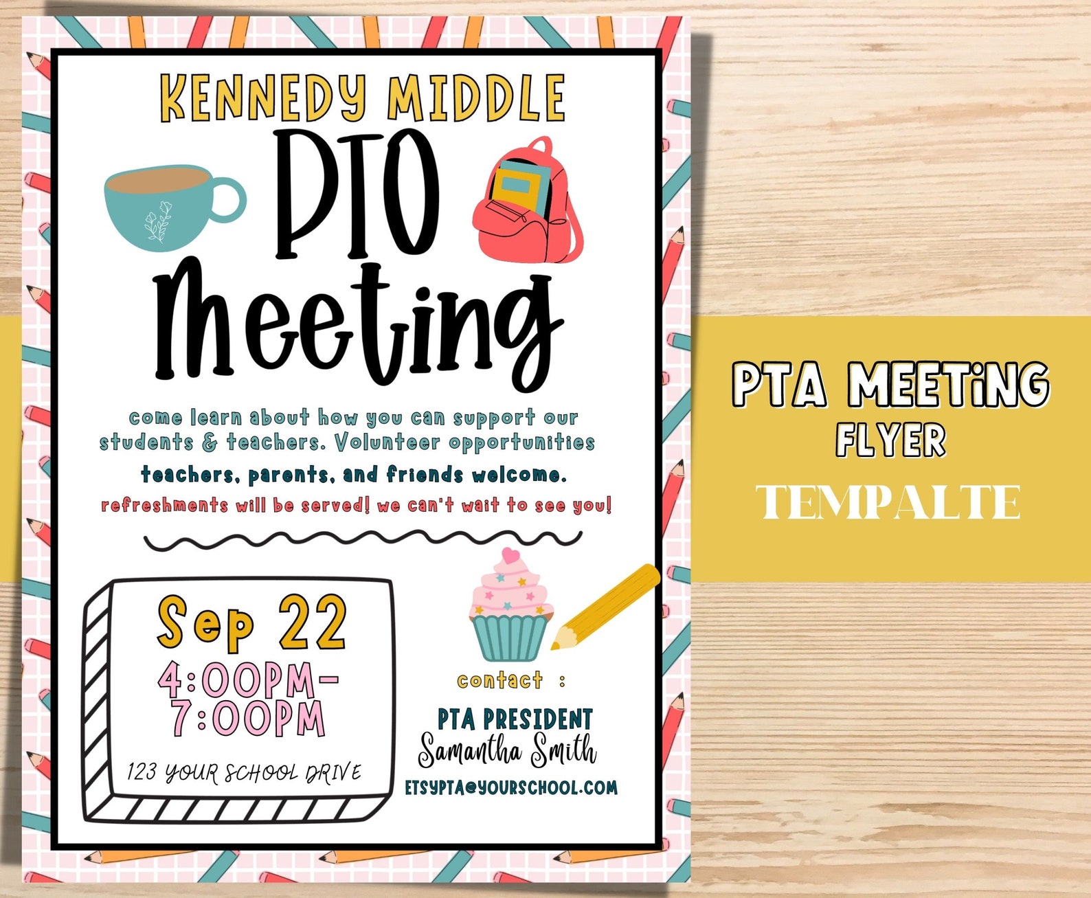 PTO PTA Meeting Flyer Template | Join the PTA |editable School Template ...