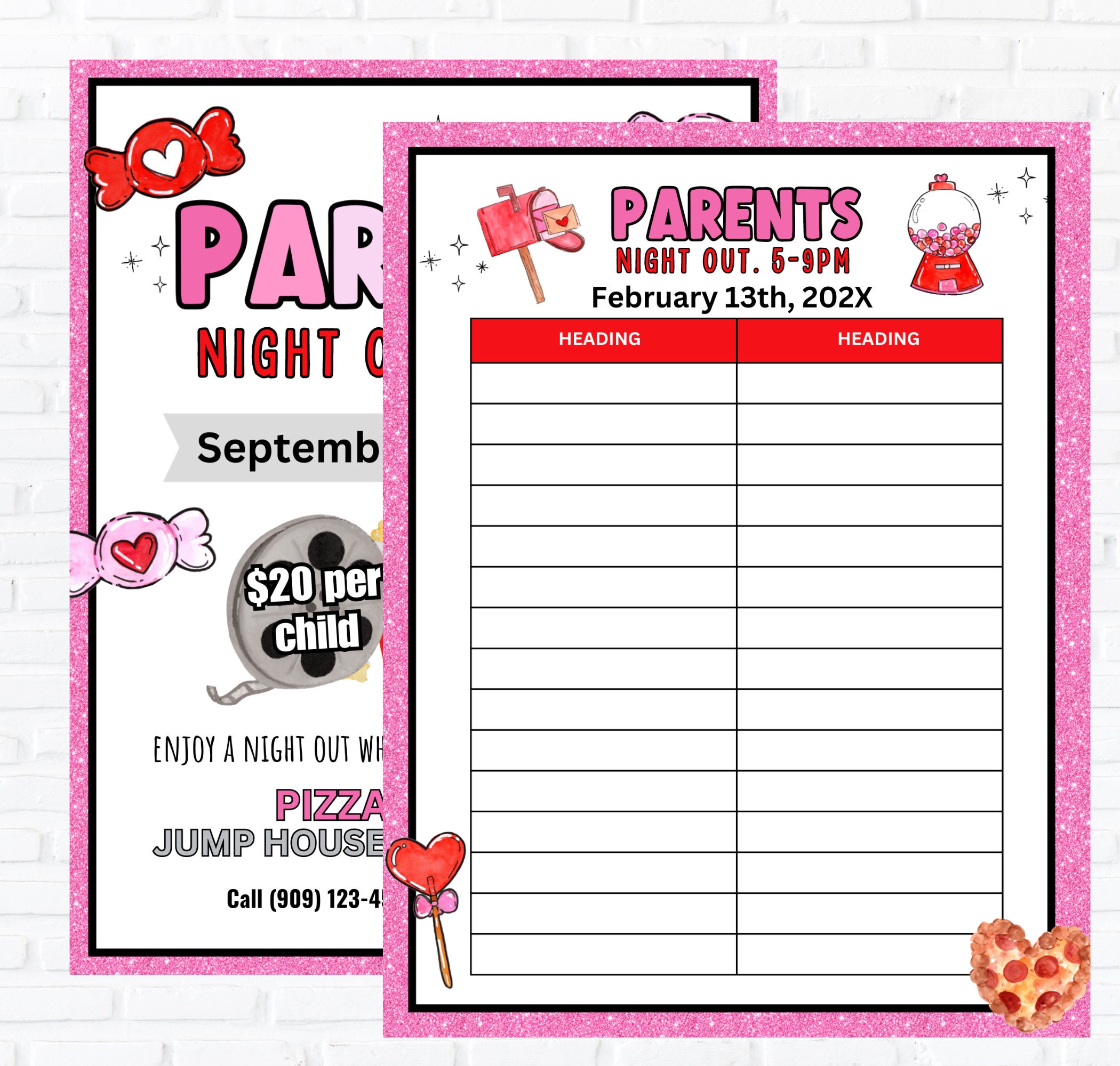 Valentine Flyer Parents Night Out | Movie Night Flyer| Parents Night ...