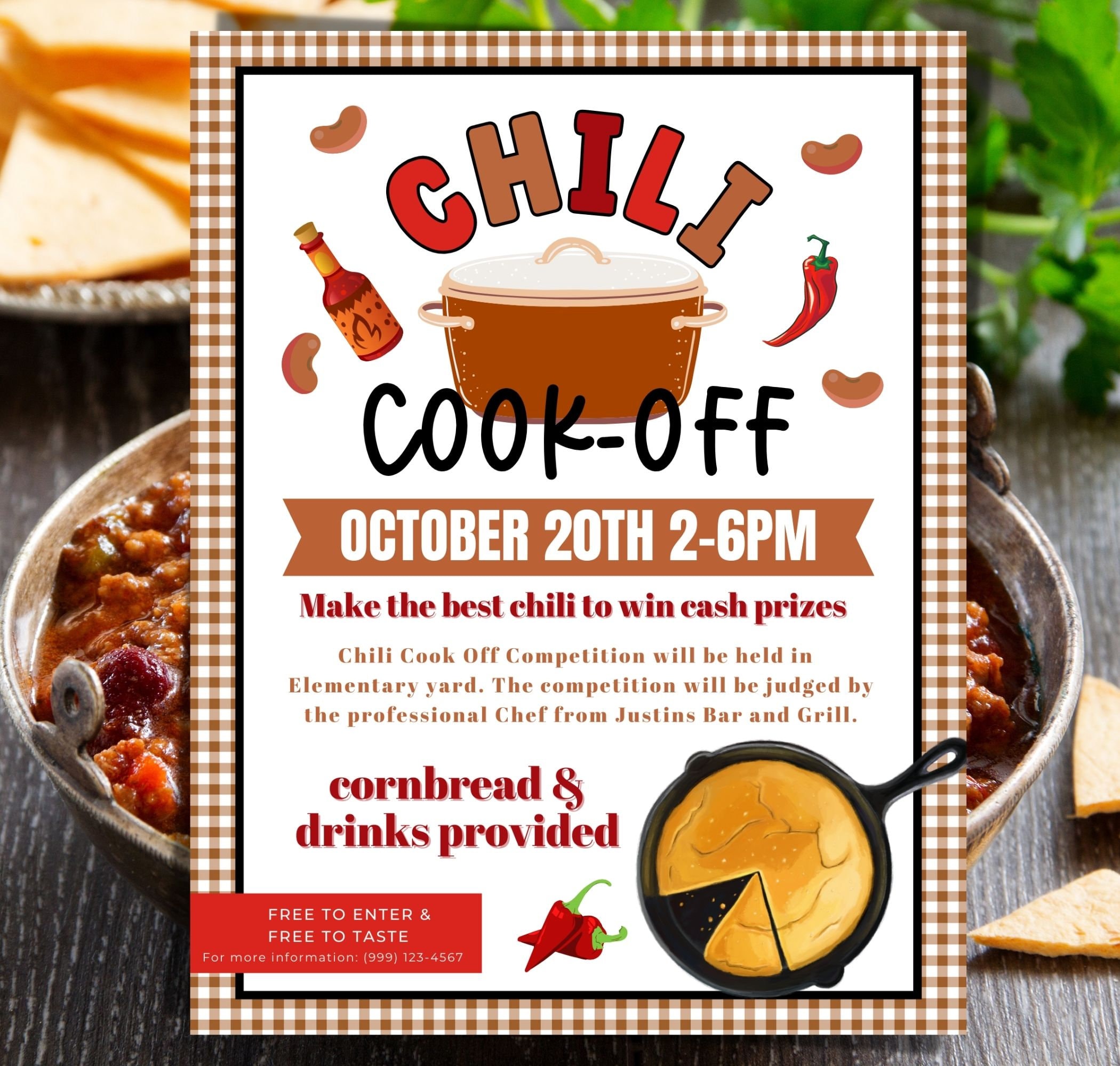 Chili Cook off Flyer | Autumn Flyer Template | Fundraising PTA Event ...