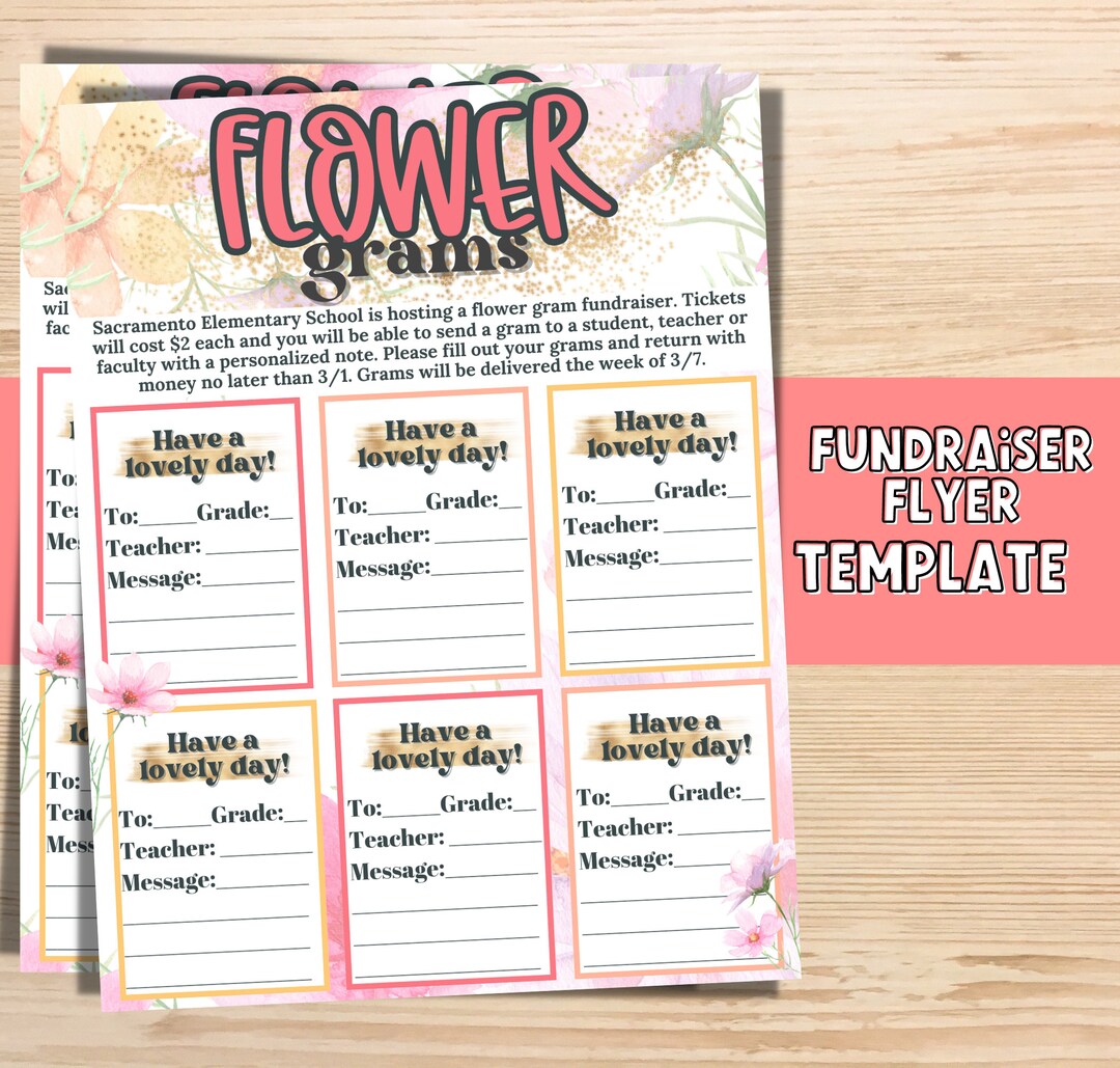 Flower Gram Fundraiser Flyer | Valentine Gram Template | Fundraising ...