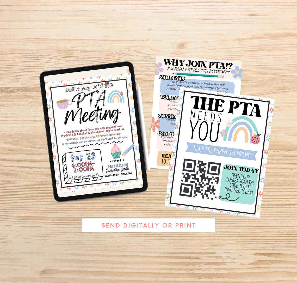 EDITABLE PTA Bundle Spring Fundraiser Flyer Join the Pta Pta Membership ...