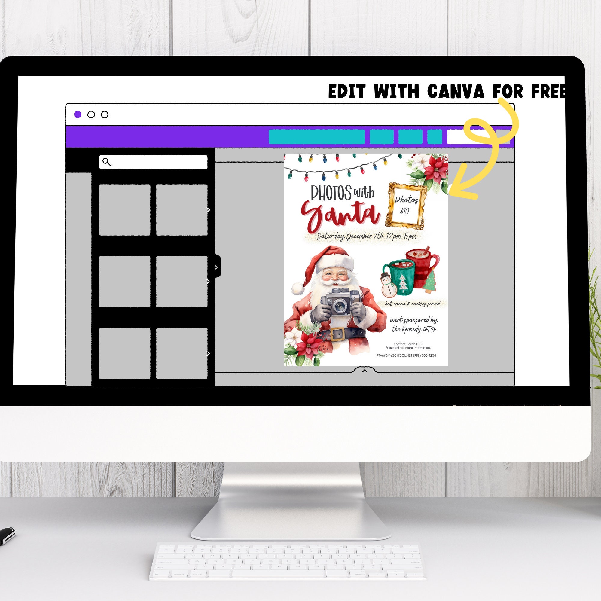 Photos With Santa Event Flyer | Winter Flyer Template | Fundraising PTA ...