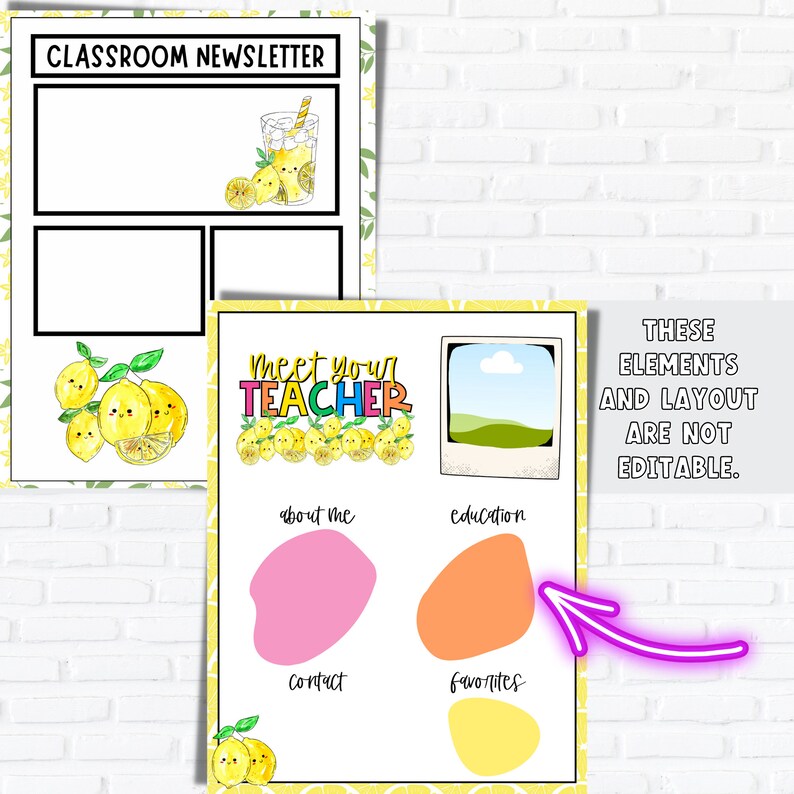 Lemon Theme Meet the Teacher School Flyer and Classroom News Template ...