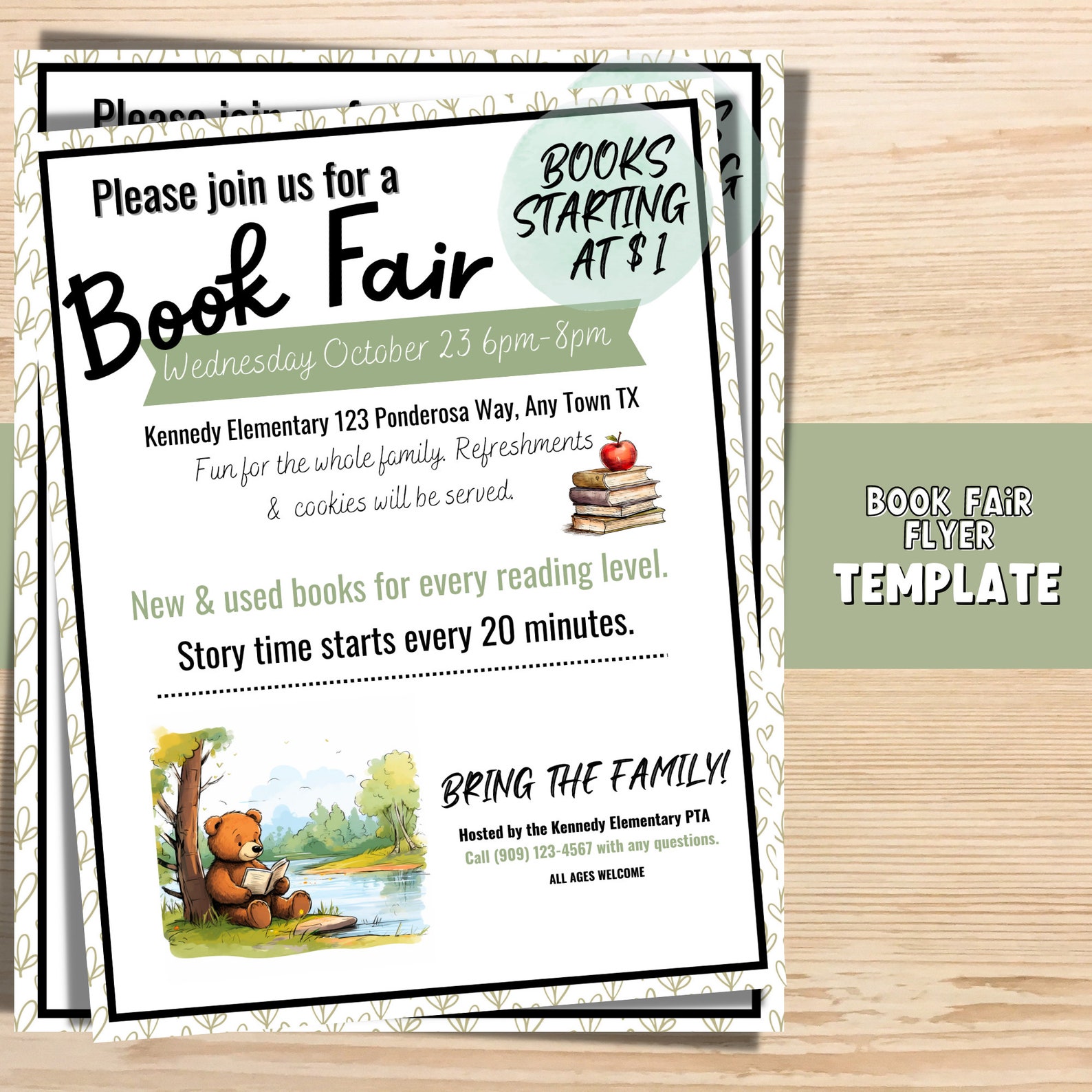 EDITABLE Book Fair Event Flyer | Autumn Flyer Template | Fundraiser ...