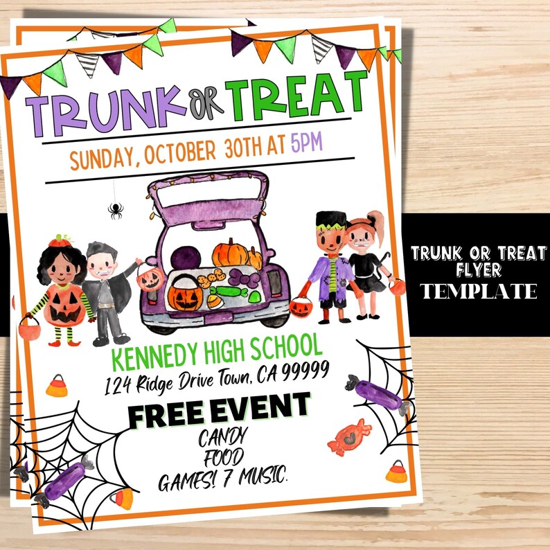 TRUNK or Treat Event Flyer | Halloween Flyer Template | Church Event ...