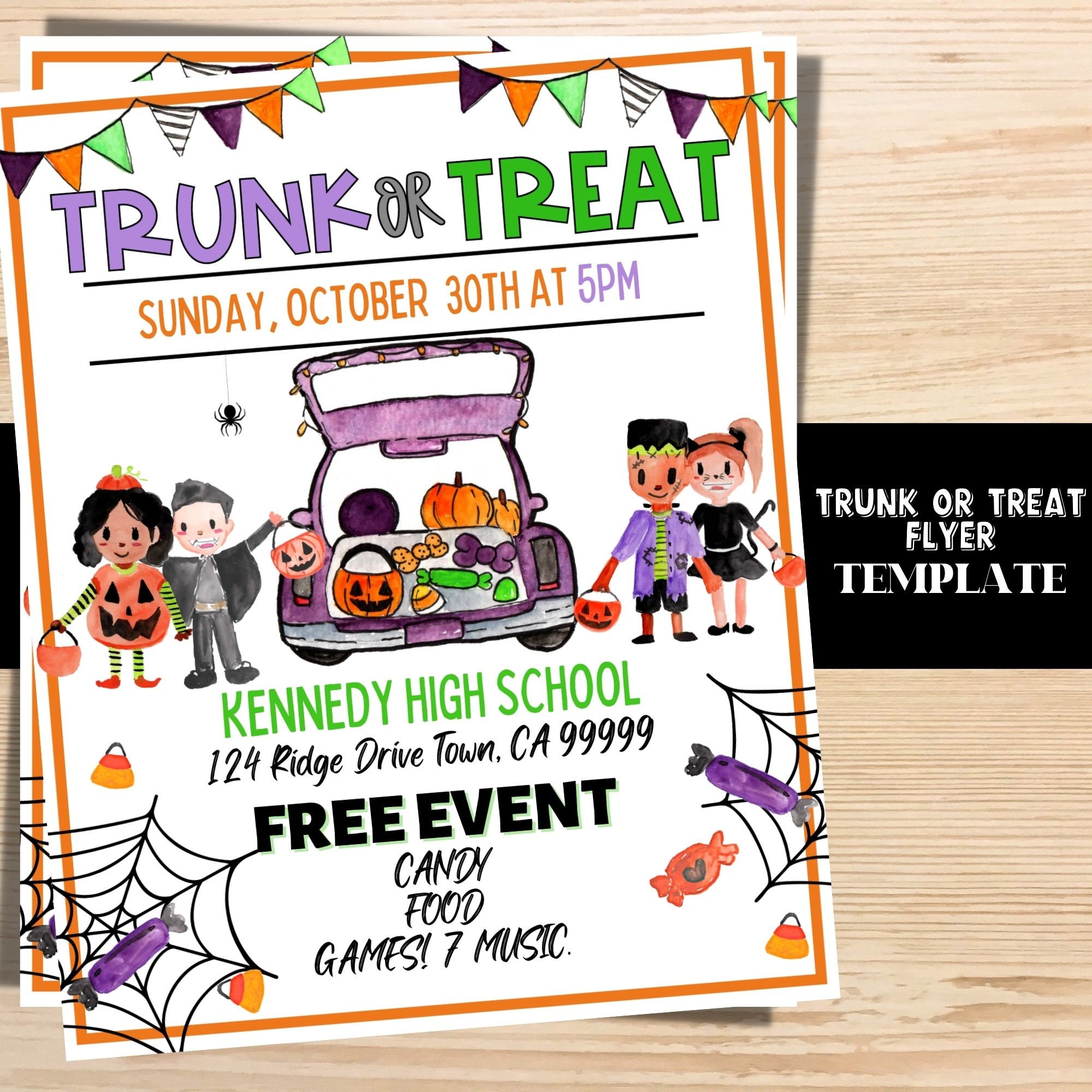 TRUNK or Treat Event Flyer | Halloween Flyer Template | Church Event ...