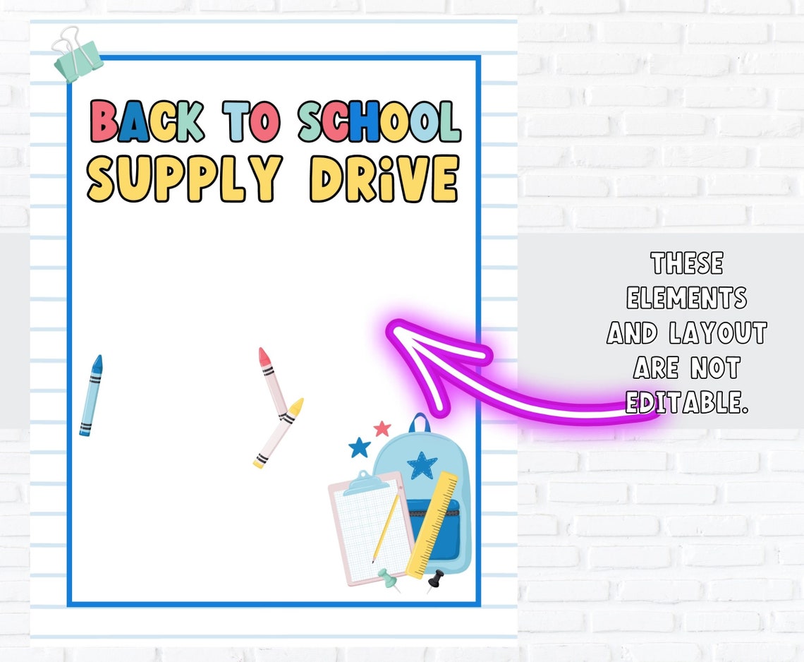 School Supply Drive Flyer TEMPLATE, Editable Back to School Flyer, PTA ...
