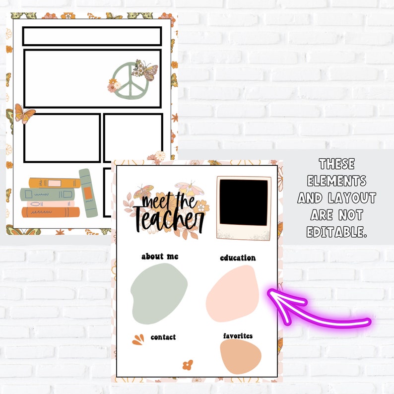 Groovy Butterfly Theme Meet the Teacher School Flyer and Classroom News ...