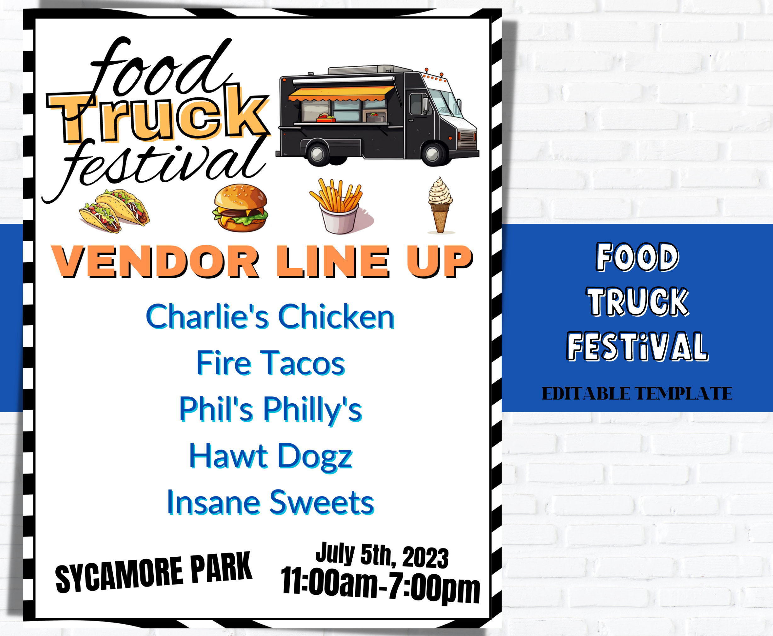 Simple Food Truck Flyer | Food Truck FESTIVAL TEMPLATE, Editable ...