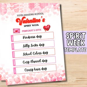 Valentine Spirit Week Template | February Preschool } Valentine's ...