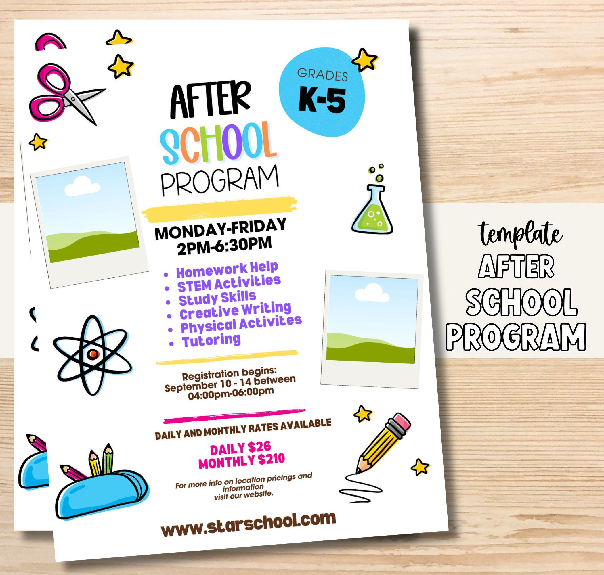 Editable After School Program Flyer | After School Template | Student Programs | PTA Flyer - Etsy