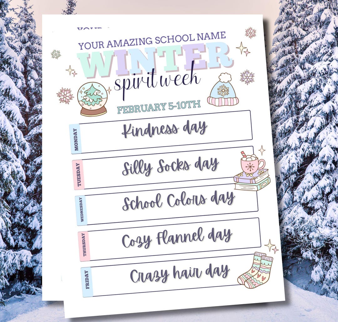January Spirit Week Template | February Preschool Spirit Week | PTA ...