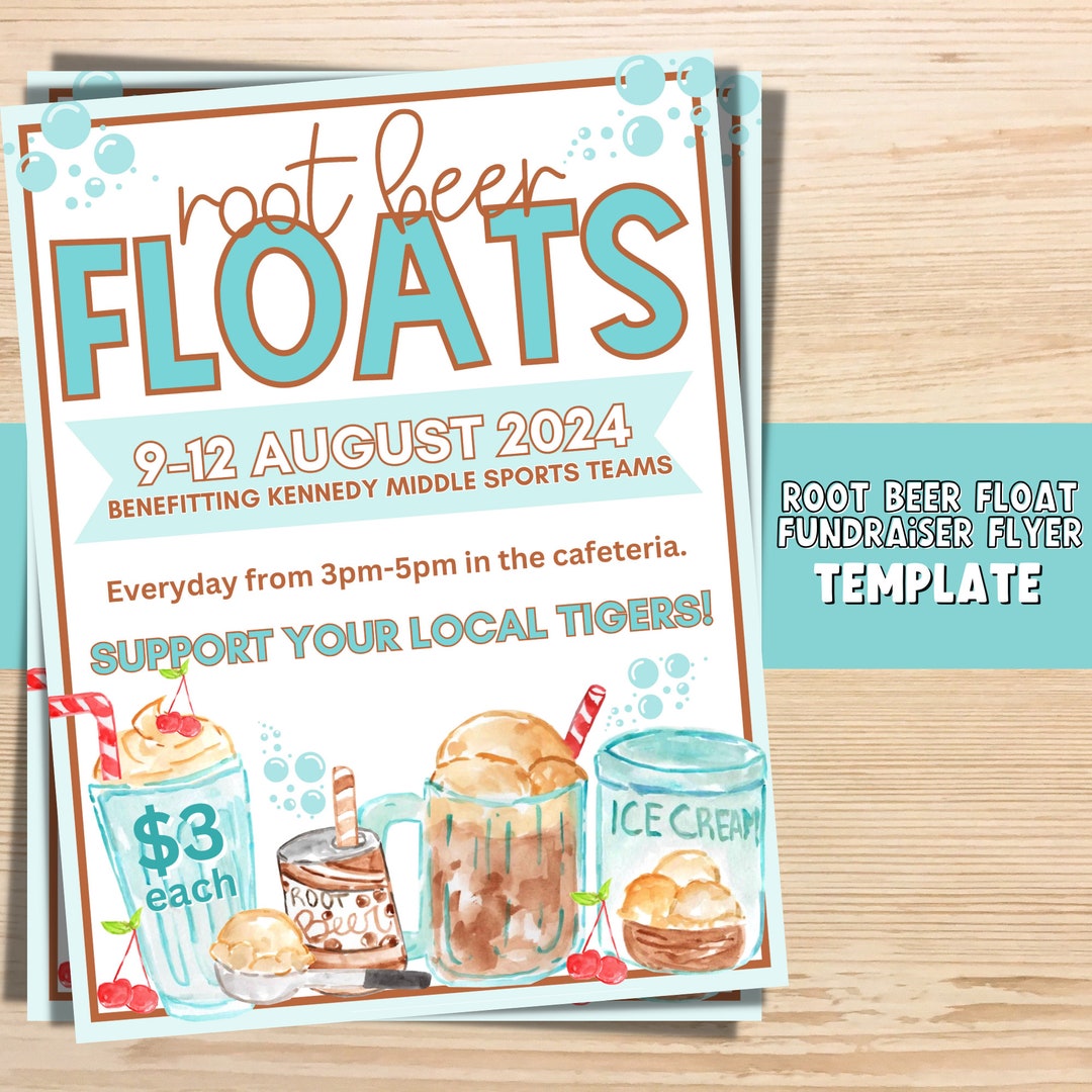 Root Beer Float Editable Fundraiser Flyer TEMPLATE, School Fundraiser ...
