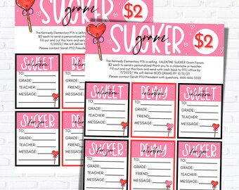 PTA PTO Valentine's Day Candy Gram |valentine School Fundraiser Flyer ...