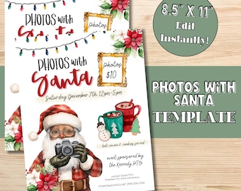 Photos With Santa Event Flyer | Winter Flyer Template | Fundraising PTA ...