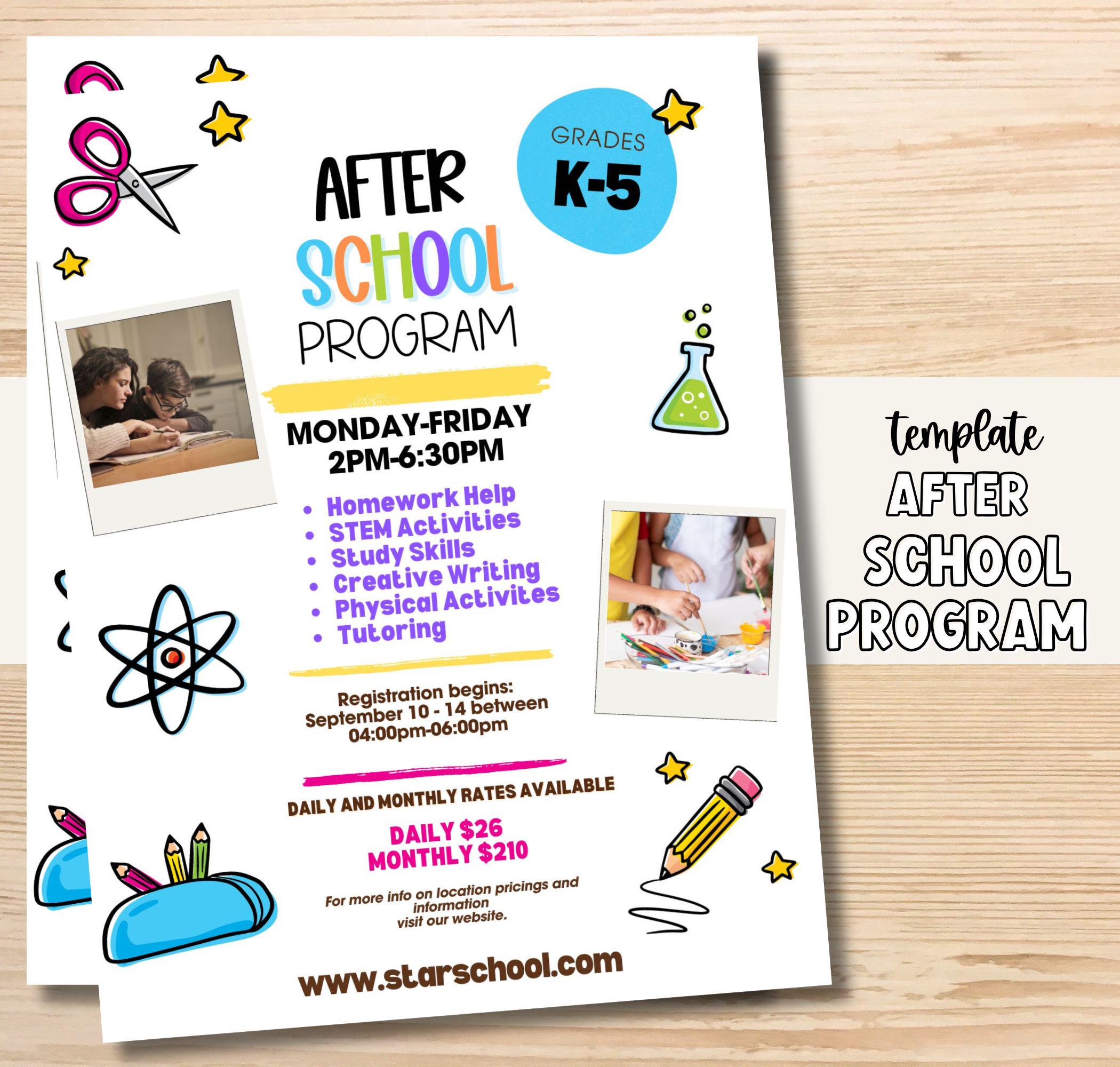 Editable After School Program Flyer | After School Template | Student ...