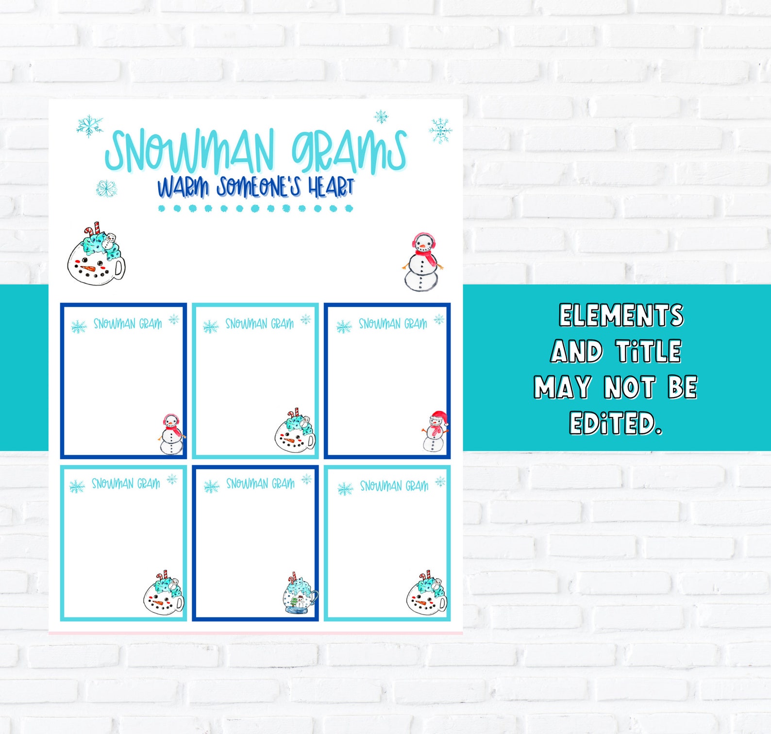 Snowman Gram Fundraiser Flyer | Candy Gram Template | Fundraising Event ...
