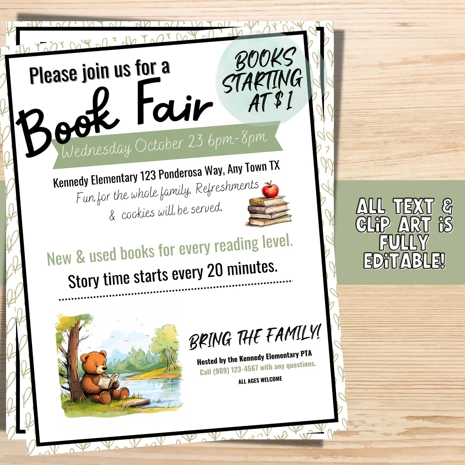 EDITABLE Book Fair Event Flyer | Autumn Flyer Template | Fundraiser ...