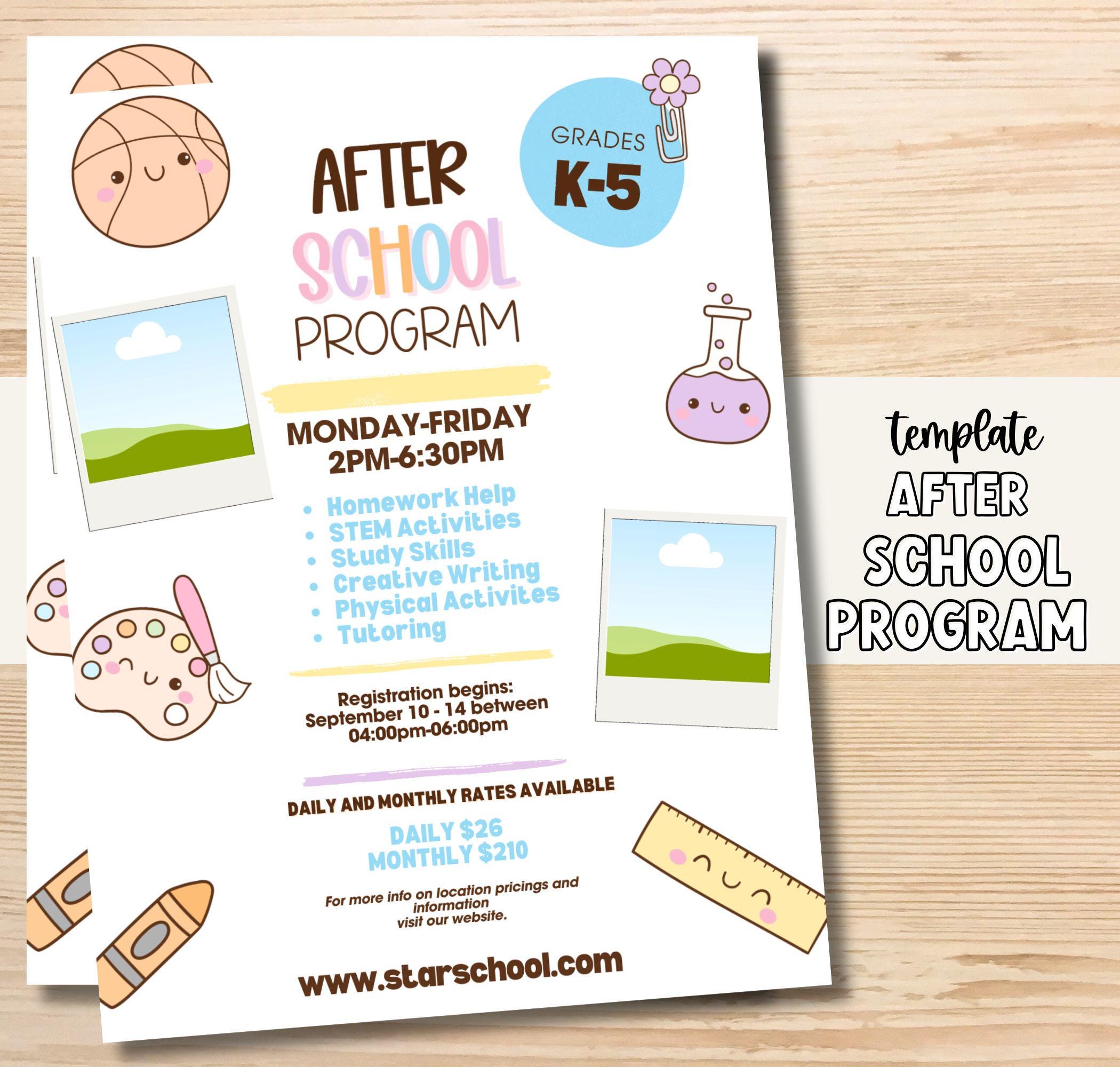 Editable After School Program Flyer | After School Template | Student ...