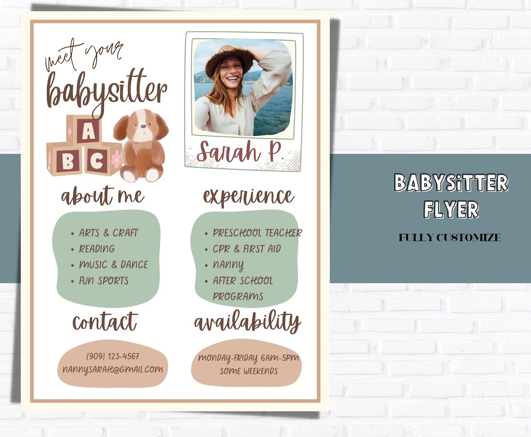 Babysitter Profile Professional Flyer TEMPLATE, Meet Your Nanny, Nanny ...