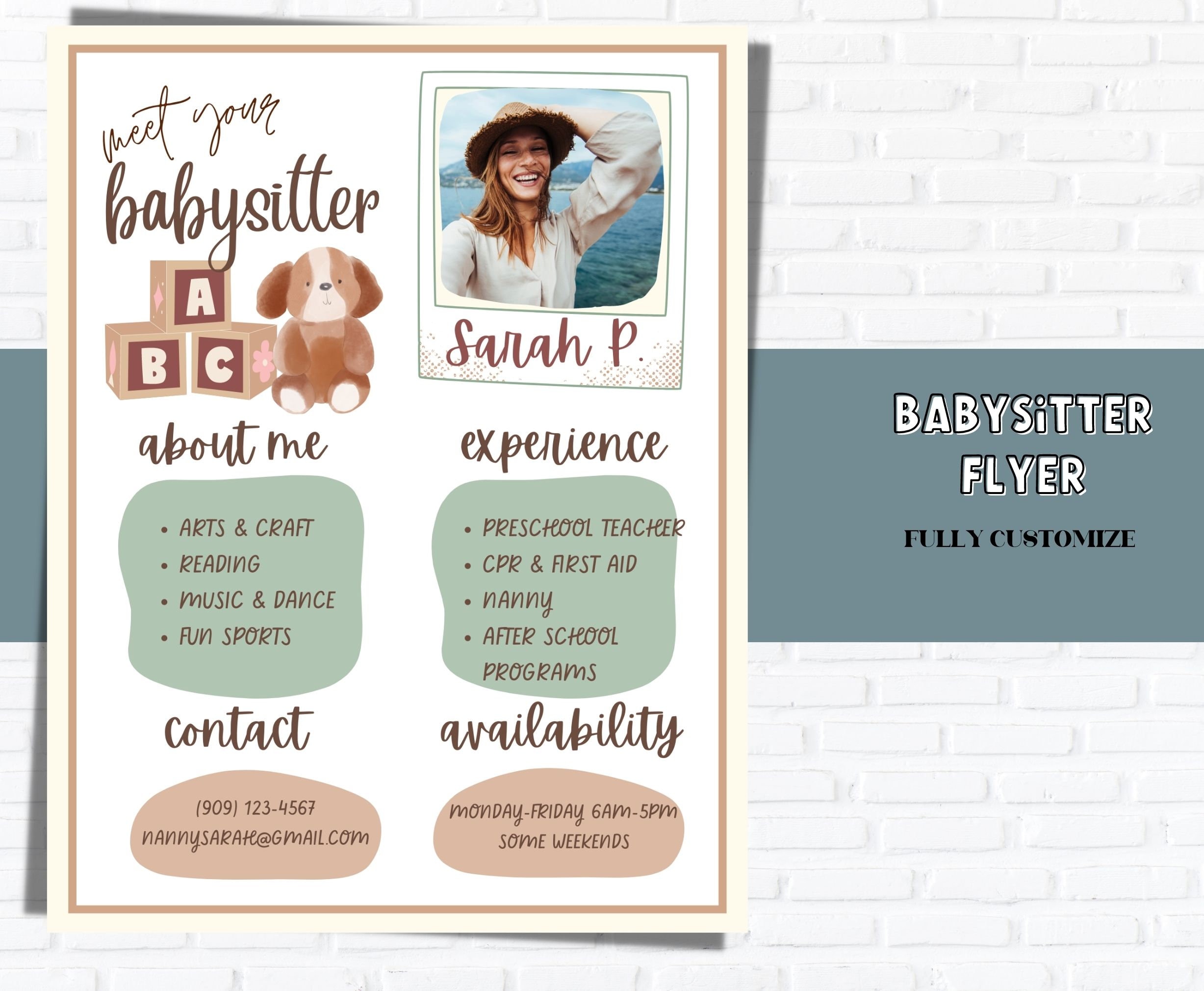Babysitter Profile Professional Flyer TEMPLATE, Meet Your Nanny, Nanny ...