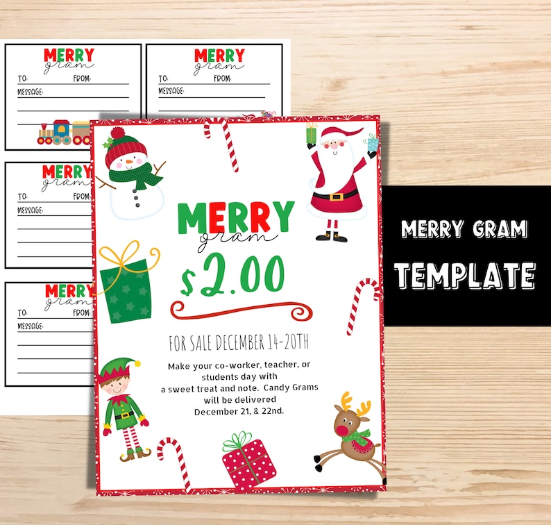 Candy Cane Gram Fundraiser Flyer Candy Gram Template Merry Christmas ...