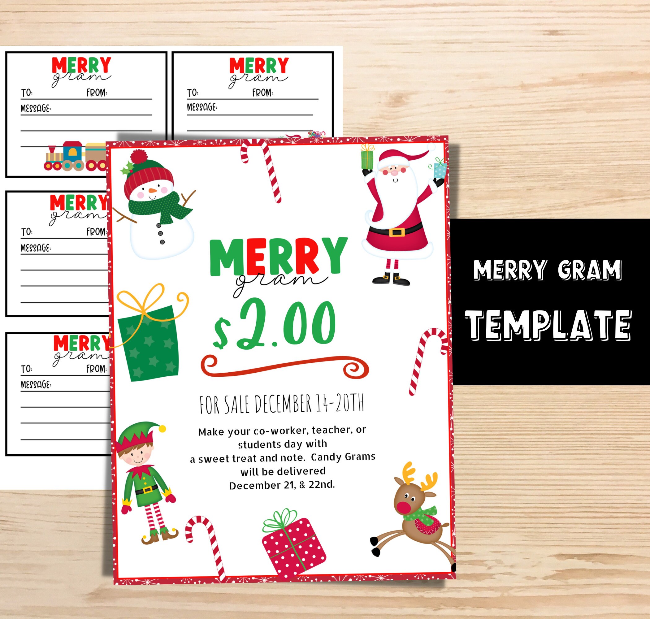 Candy Cane Gram Fundraiser Flyer | Candy Gram Template | Merry ...