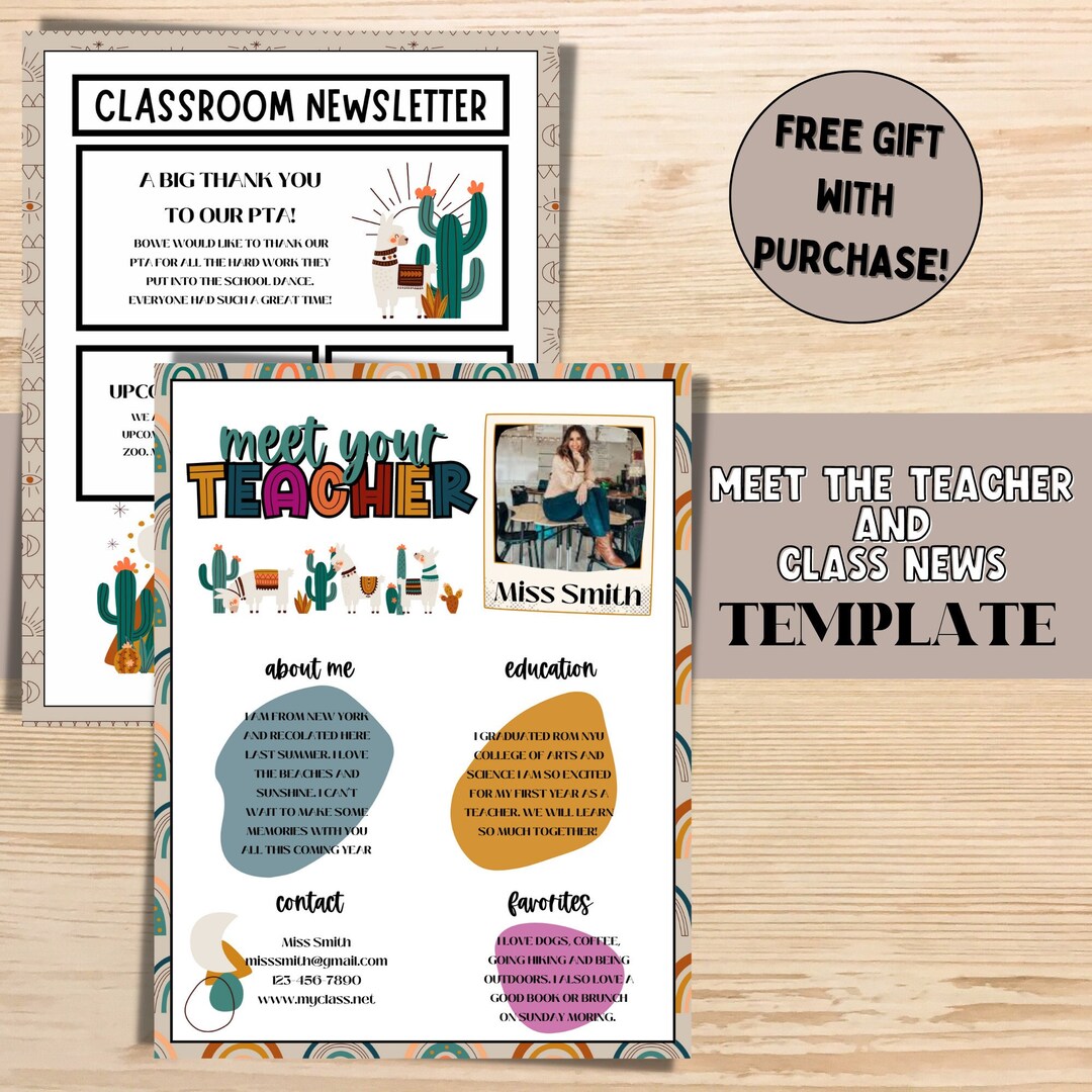 Llama Theme Meet the Teacher School Flyer and Classroom News Template ...
