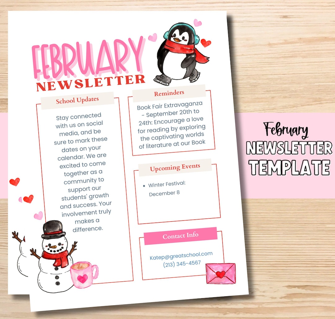 PTA Newsletter | February Winter Newsletter | Daycare Newsletter ...