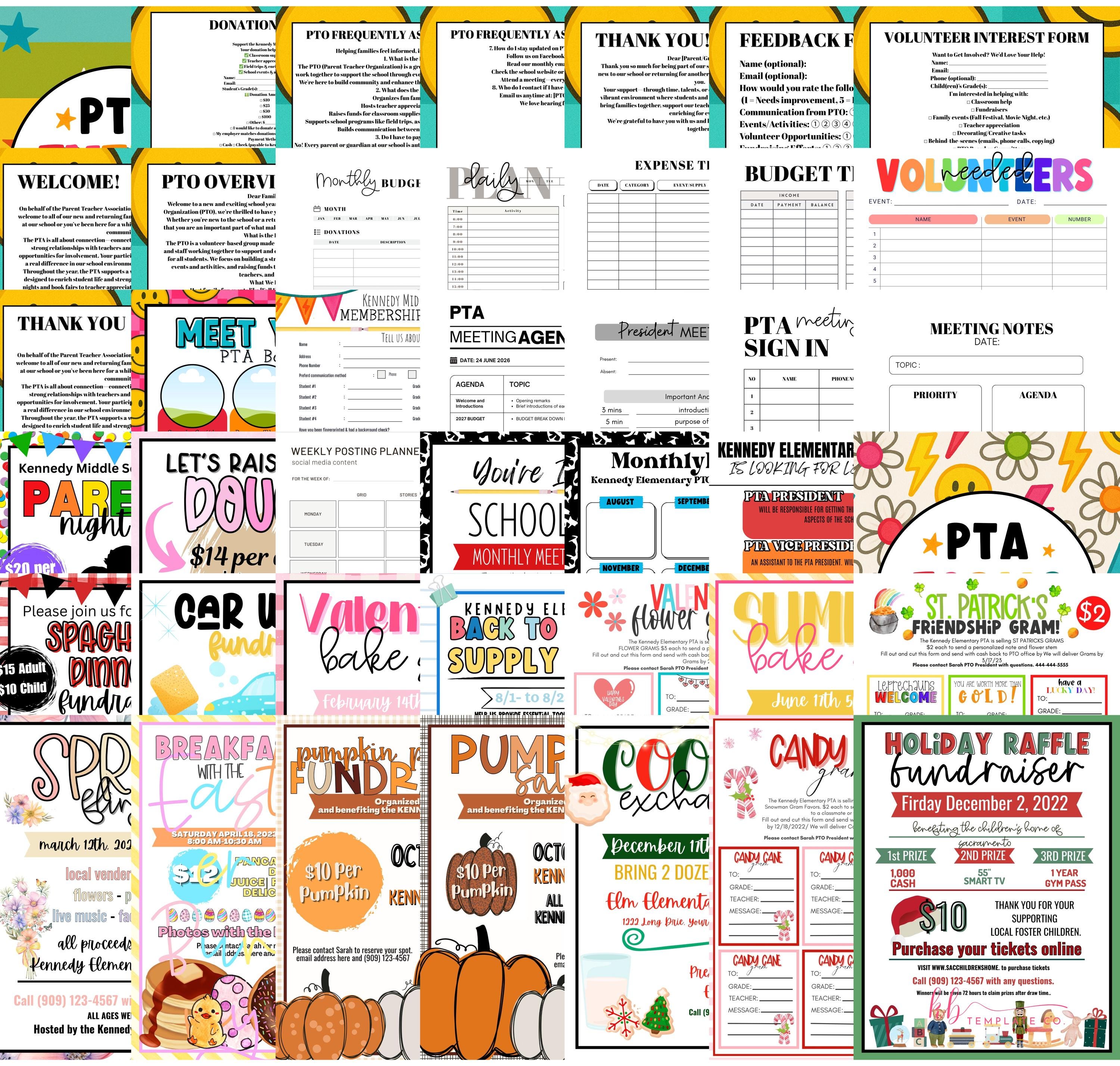 Cool Editable Ultimate PTA PTO President Starter Binder Kit | School ...