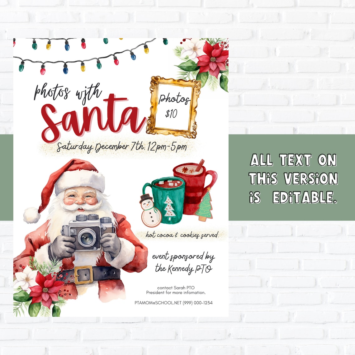 Photos With Santa Event Flyer | Winter Flyer Template | Fundraising PTA ...