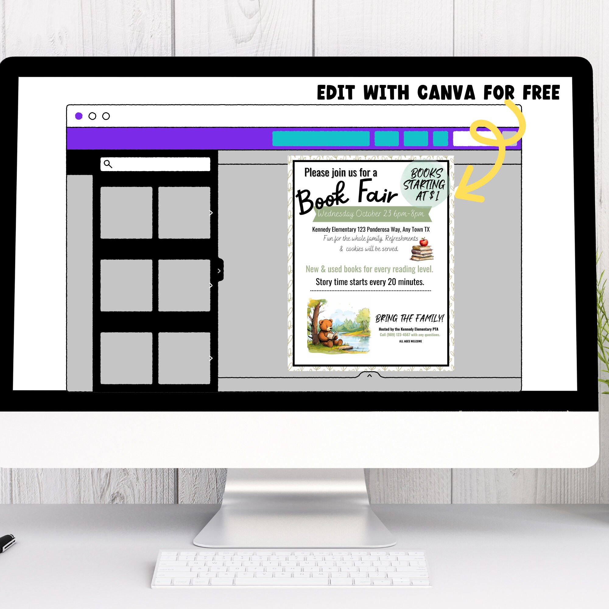 EDITABLE Book Fair Event Flyer | Autumn Flyer Template | Fundraiser ...