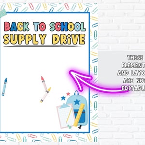 Back to Open House Flyer TEMPLATE, & School Supply Drive Editable Back ...