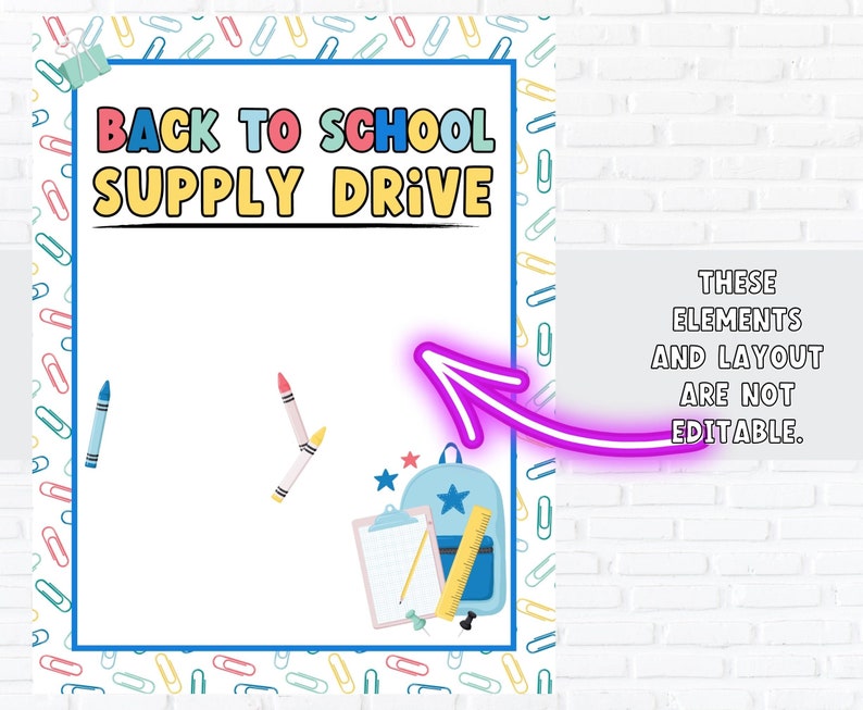 Back to Open House Flyer TEMPLATE, & School Supply Drive Editable Back ...