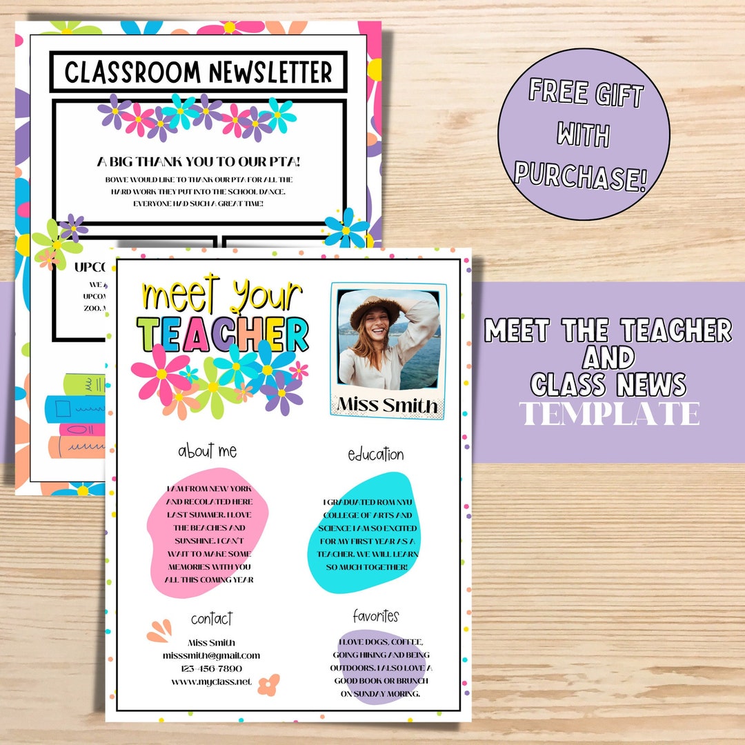 Colorful Daisy Theme Meet the Teacher School Flyer and Classroom News ...