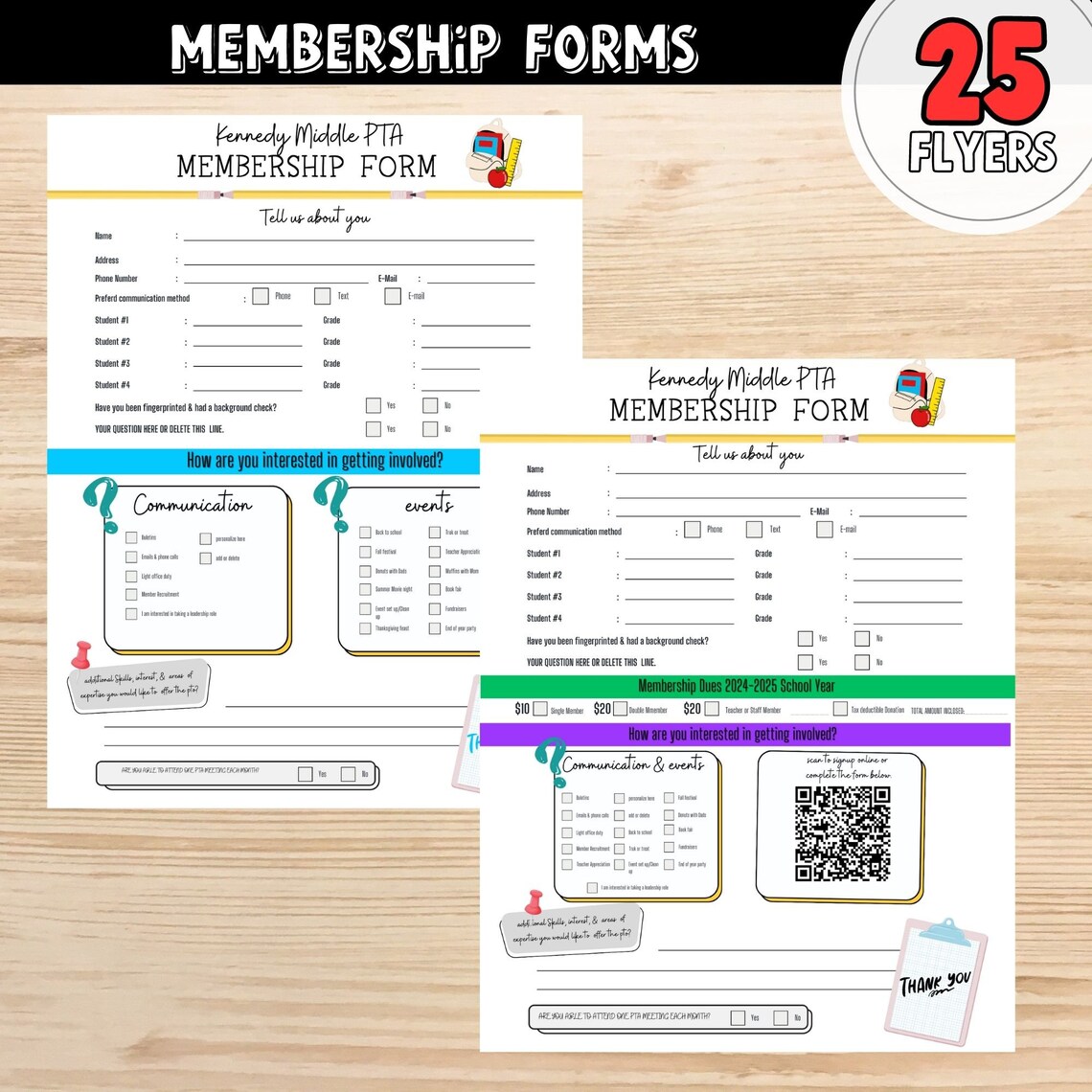 EDITABLE PTA Bundle Open House Flyer Join the Pta Pta Membership Form ...