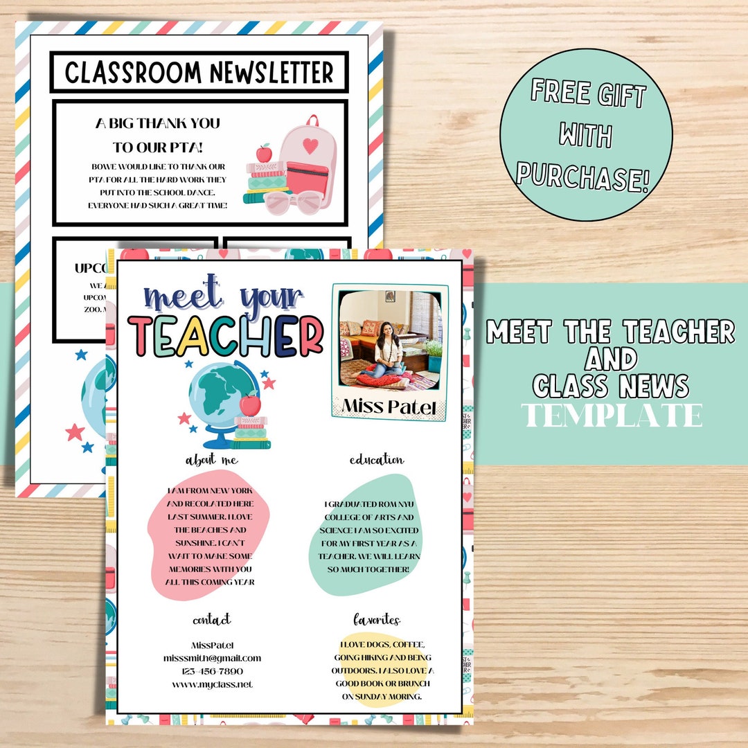 Back to School Theme Meet the Teacher School Flyer and Classroom News ...