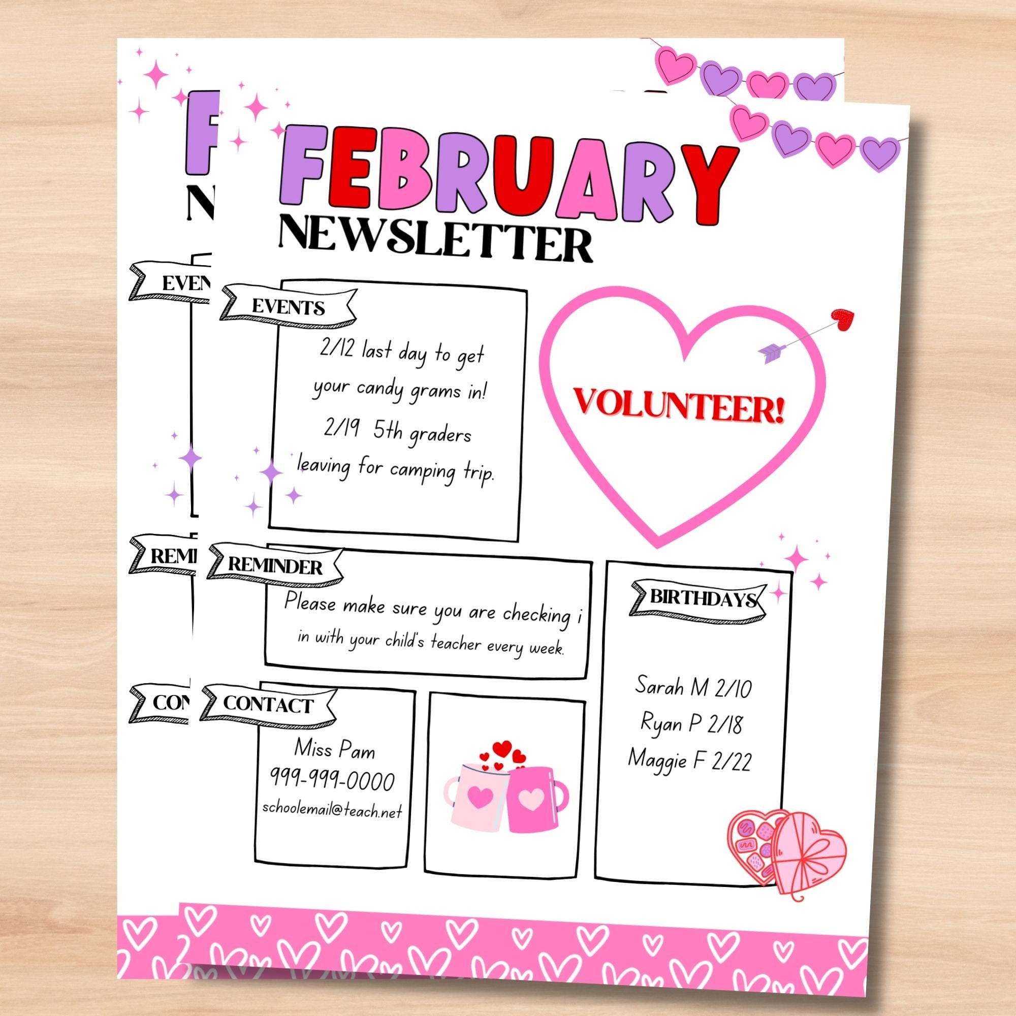 February Preschool Newsletter | EDITABLE PTA Newsletter | Valentine's ...