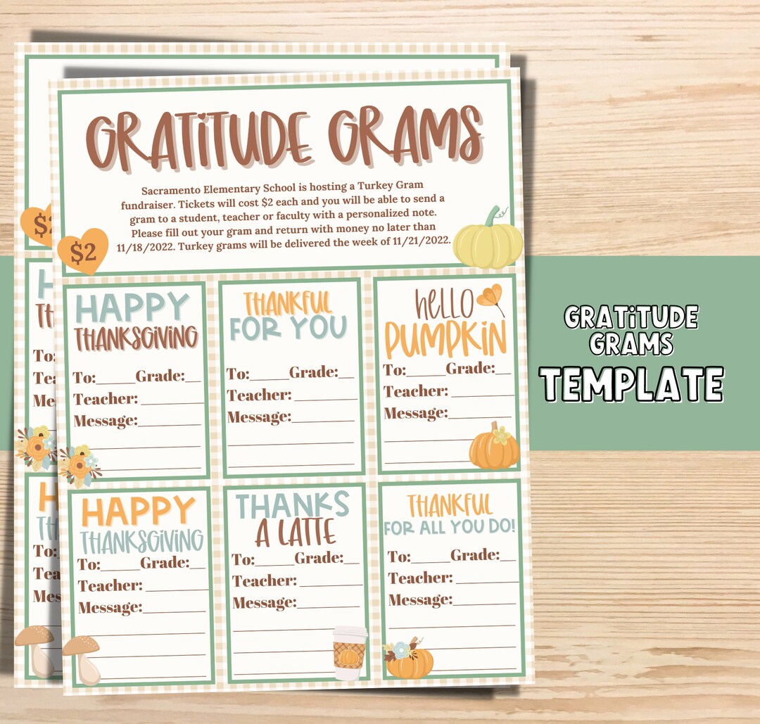 Gratitude Gram Fundraiser Flyer | Autumn Flyer Template | Fundraising ...